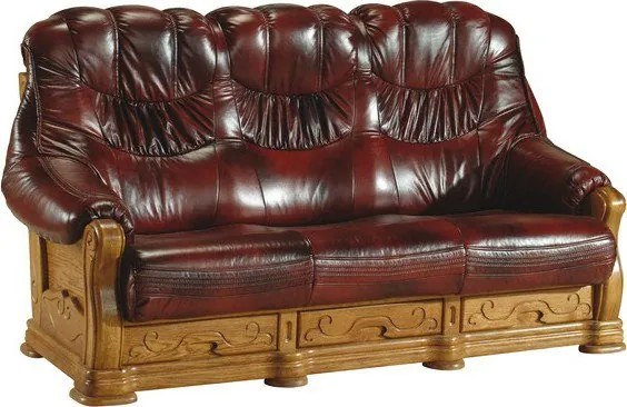 Casarredo - Komfort nábytek Rozkládací trojmístná pohovka KEVIN kůže | potah: kůže Magnolia,barva: moření Bawaria