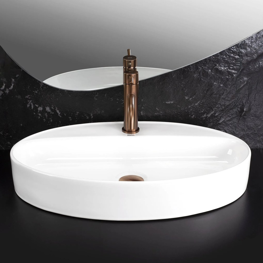 Rea Nastazja, umyvadlo na desku 610x375x105 mm, bílá lesklá, REA-U6359