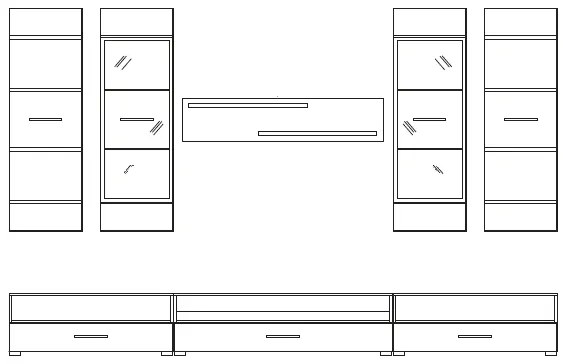 Obývací stěna Attenzione, s osvětlením