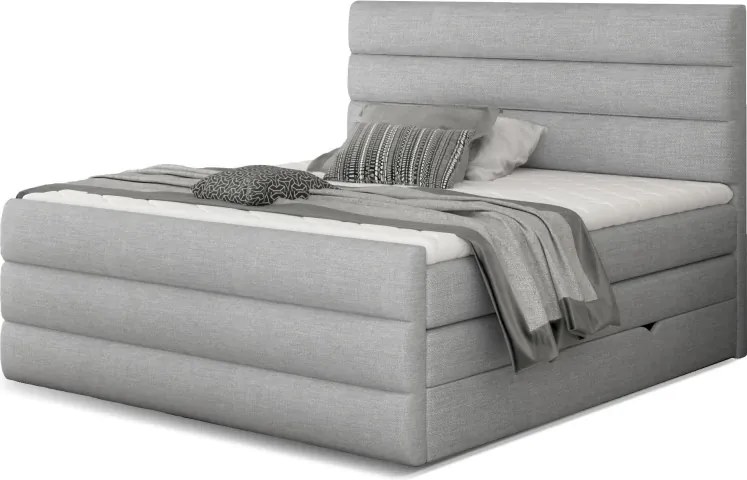 Kontinentální boxspring postel Carmen, šedá 160x200cm (sawana 21/ Cand 11)