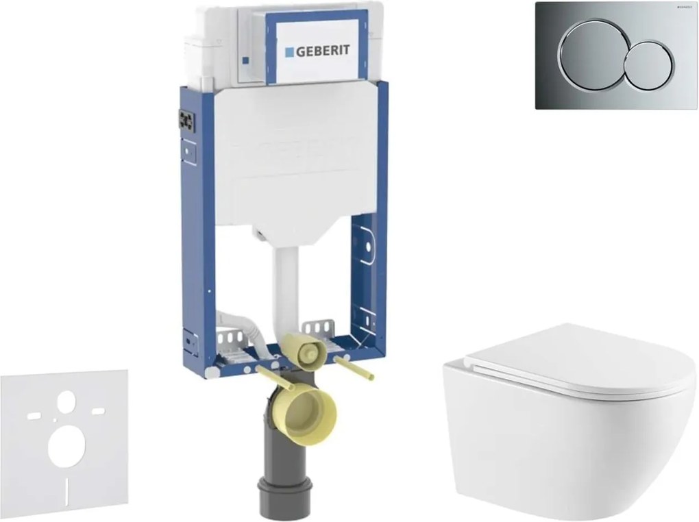 Geberit Kombifix - Set předstěnové instalace, klozetu Oudee a sedátka softclose, tlačítko Sigma01, lesklý chrom SANI15CA1142