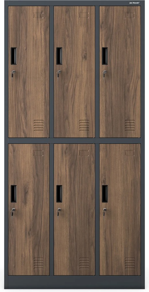 Šatní skříň 6-dveřová, antracit/ořech, 900x1850x450 mm: IGOR Eco Design
