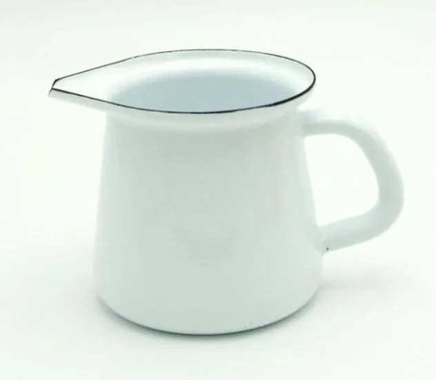 Bílá smaltovaná mlékovka White blue -11,5cm - 0.4L