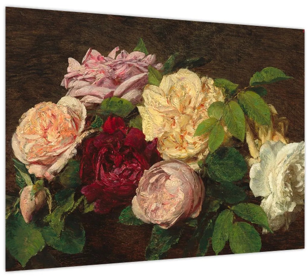 Obraz - Henri Fantin-Latour, Roses de Nice on a Table, reprodukce (70x50 cm)