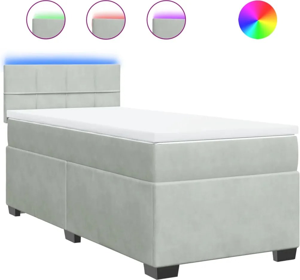 Box spring postel s matrací světle šedá 100x200 cm samet 3288534