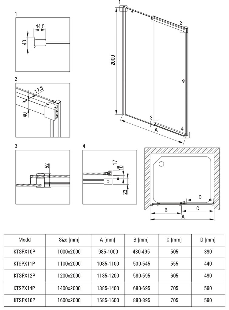 Deante Kerria Plus sprchové dveře 100 cm posuvné chrom lesk/průhledné sklo KTSP010P