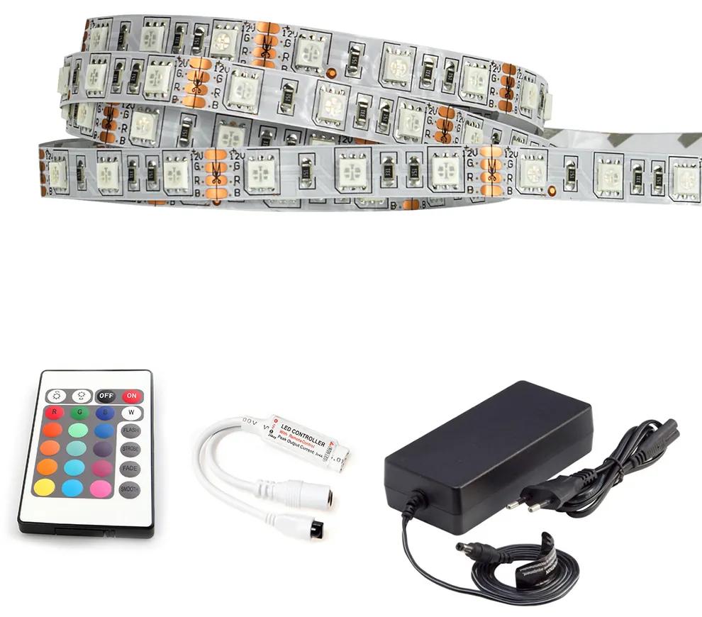 ECOLIGHT LED pásek - RGB SMD 5050 - 5m - 60LED/m - 14,4W - IP20 - sada se zdrojem