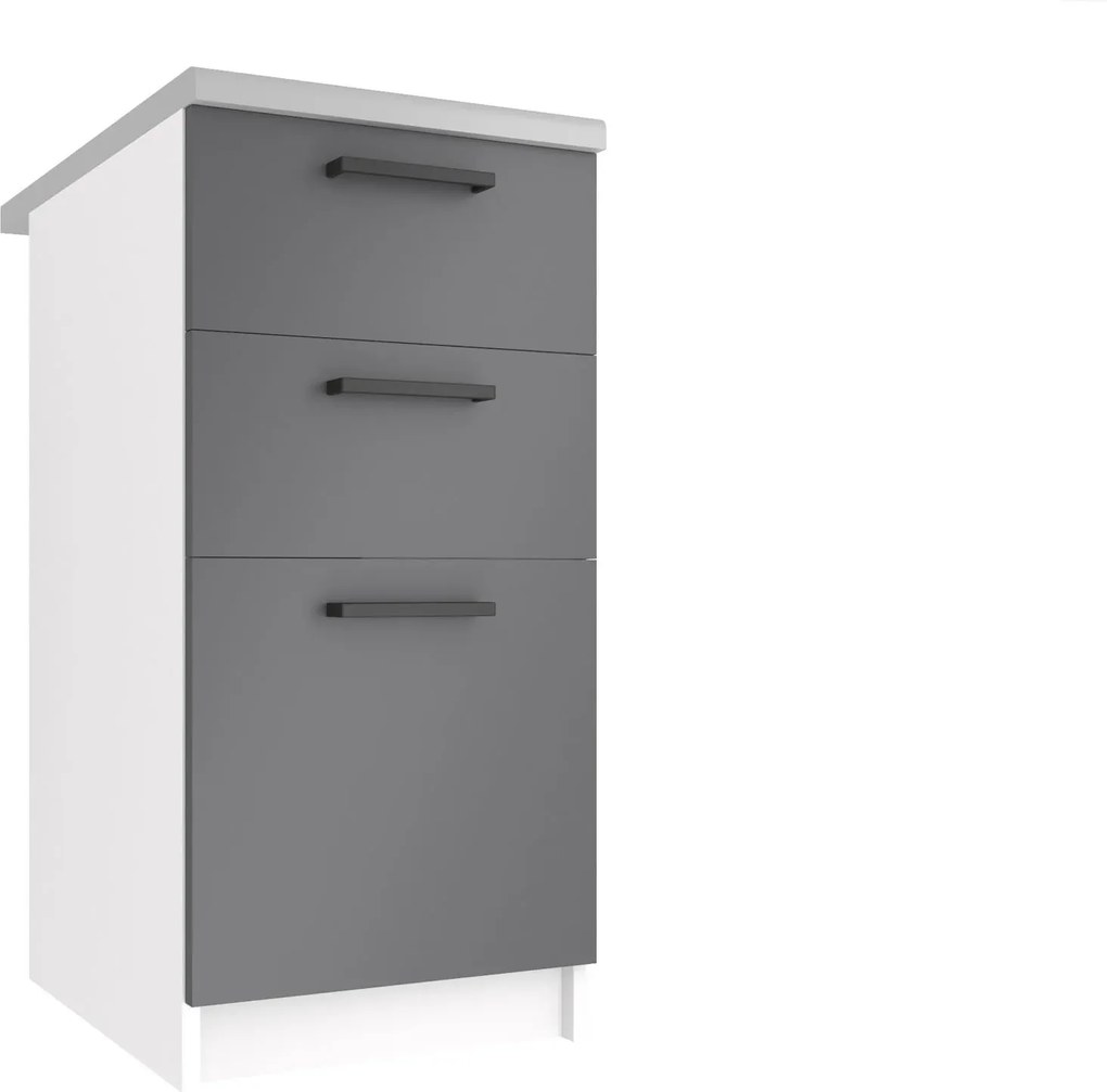 Kuchyňská skříňka Belini spodní se zásuvkami 40 cm šedý mat s pracovní deskou  TOR SDSZ40/0/WT/SR/0/B1