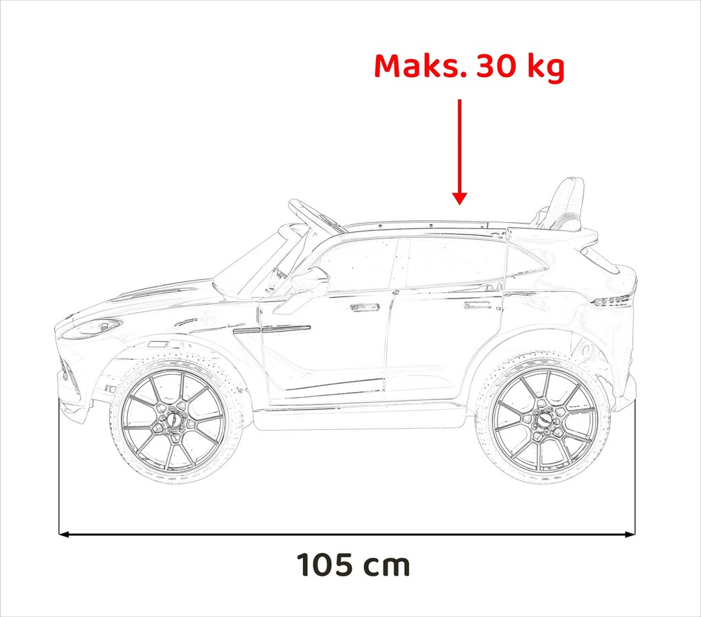 Ramiz Elektrické autíčko Aston Martin DBX pro děti červené + dálkové ovládání + EVA kola + pásy + plynulý start + audio LED