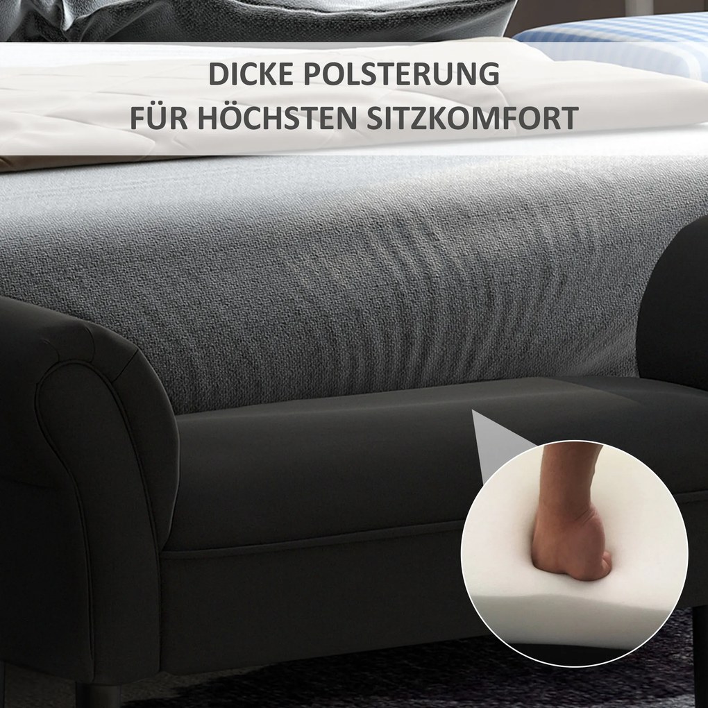 HOMCOM Lavice Ložnice Lavice Čalouněná lavice černá 102x31x51cm z MDF a pěny pro útulné akcenty