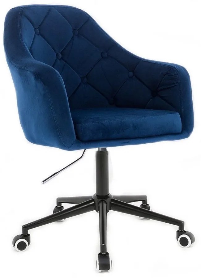 LuxuryForm DESIGN Otočné křeslo ANDORA VELUR  na černé podstavě s kolečky - modré