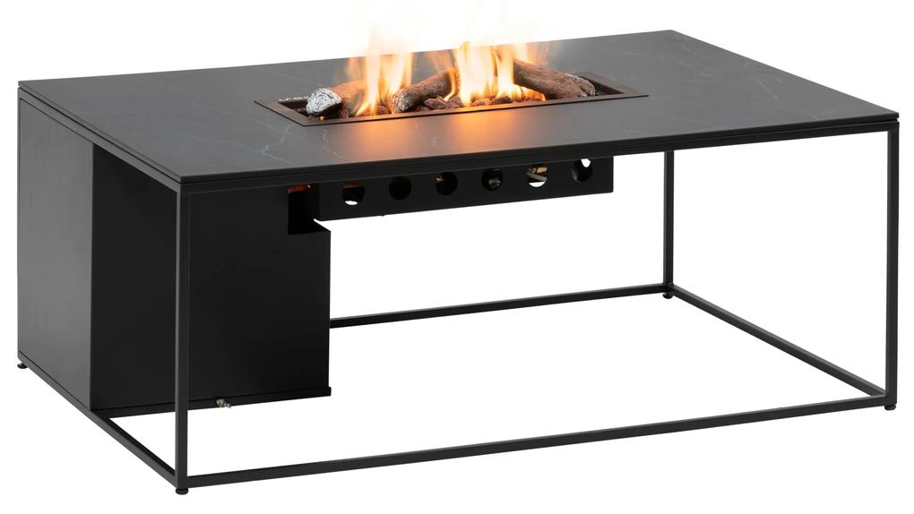 Stůl s plynovým ohništěm COSI- Design line černý rám / keramická deska šedá
