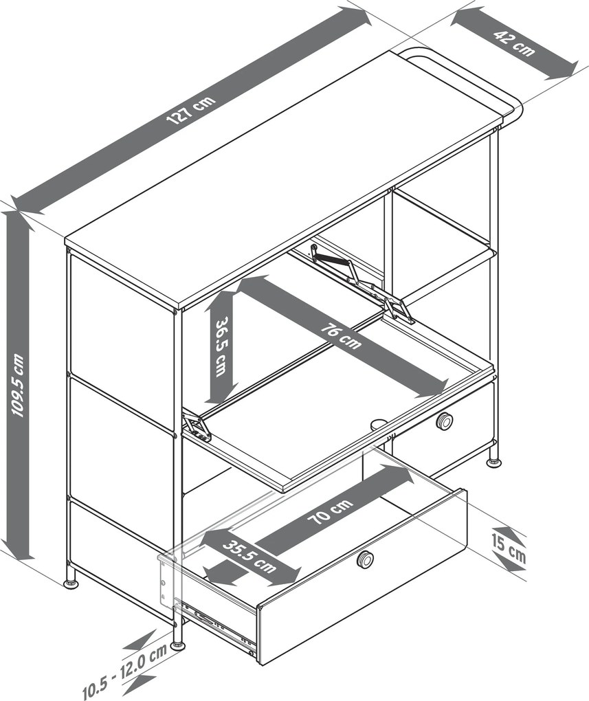 Tchibo - Kovová odkládací skříňka »Cn3« s dřevěnou deskou - barva: bílá