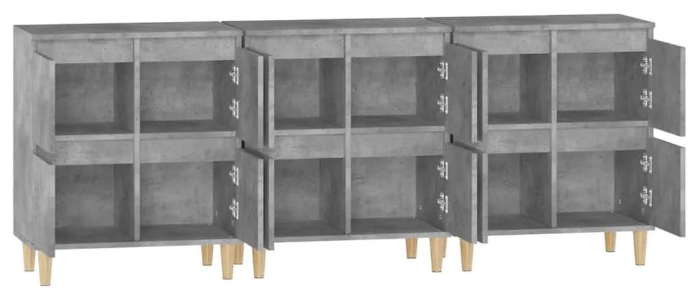 Příborníky 3 ks betonově šedé 60 x 35 x 70 cm kompozitní dřevo,  3185771