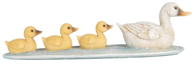Dekorace máma kachna se 3 malými káčátky ve vodě – 26x6x7 cm