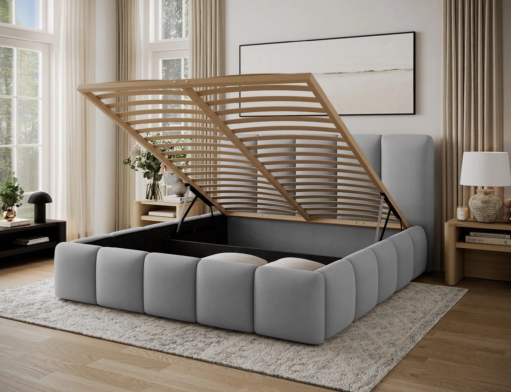 Postel Edvige + Dřevěný rám + Standardní zdvih + kontejner 180x200