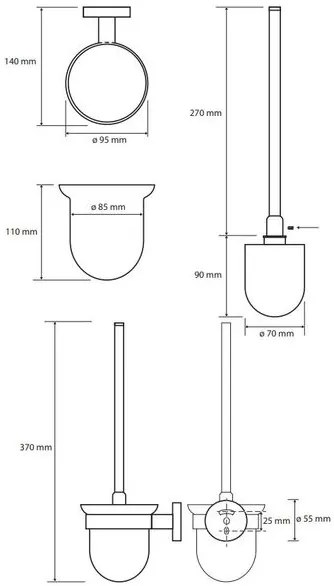 Bemeta Graphit WC štětka,černý kartáč 156113017