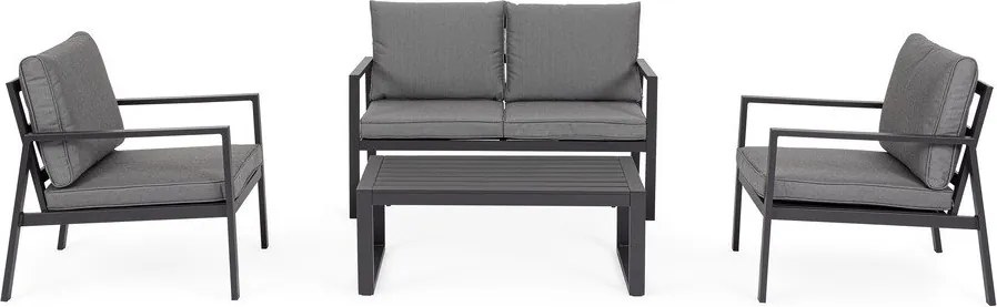 Antracitový hliníkový zahradní lounge set pro 4 Hilde – Bizzotto