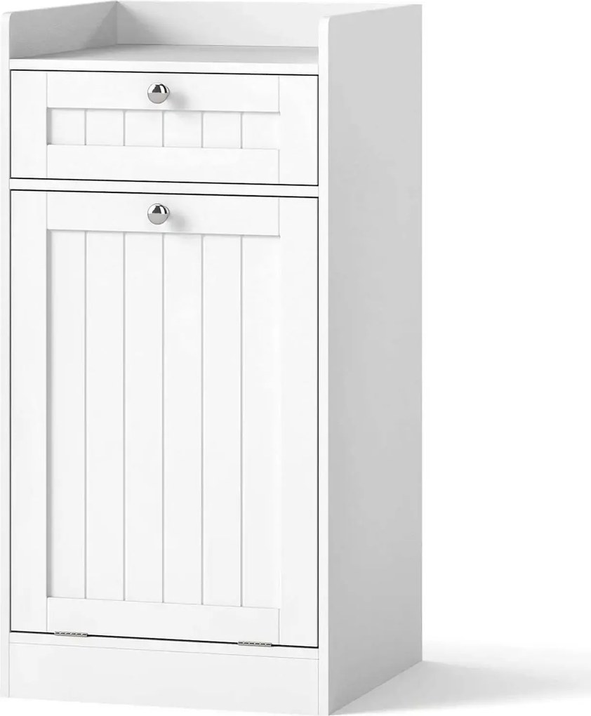Koupelnová skříňka s výklopným košem na prádlo, bílá JV13024WH