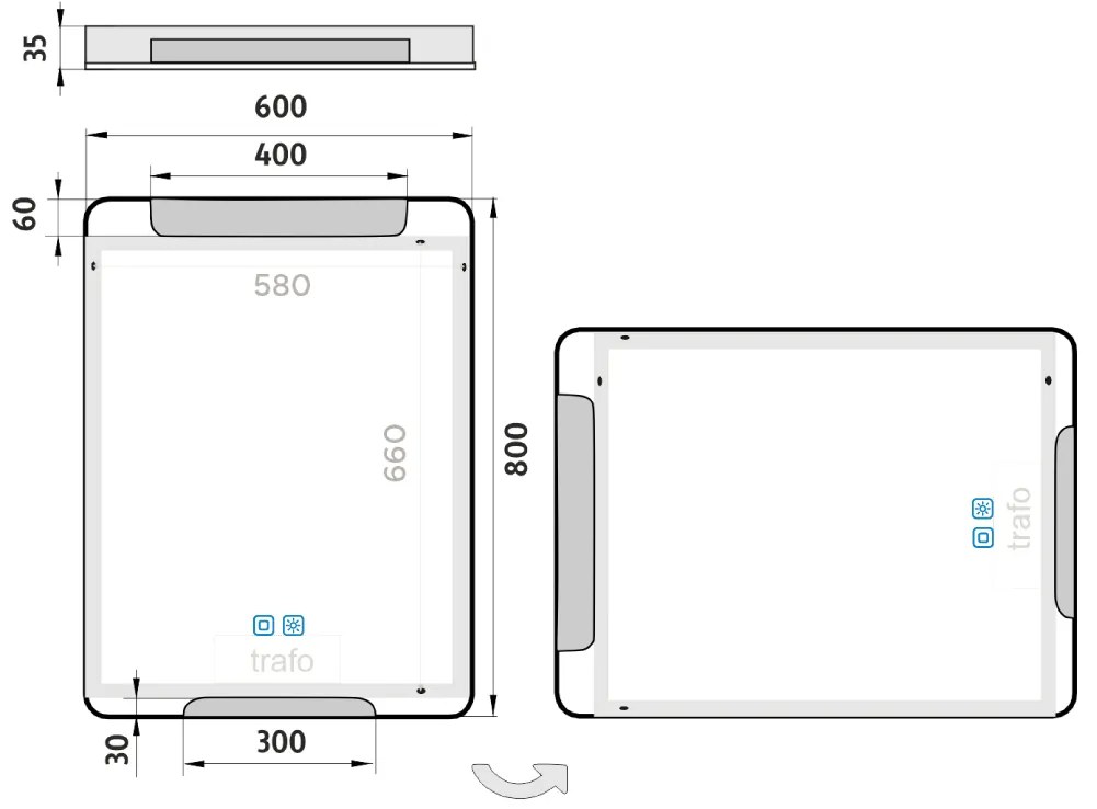 Nimco LED zrcadlo 600x800 se dvěma dotykovými senzory