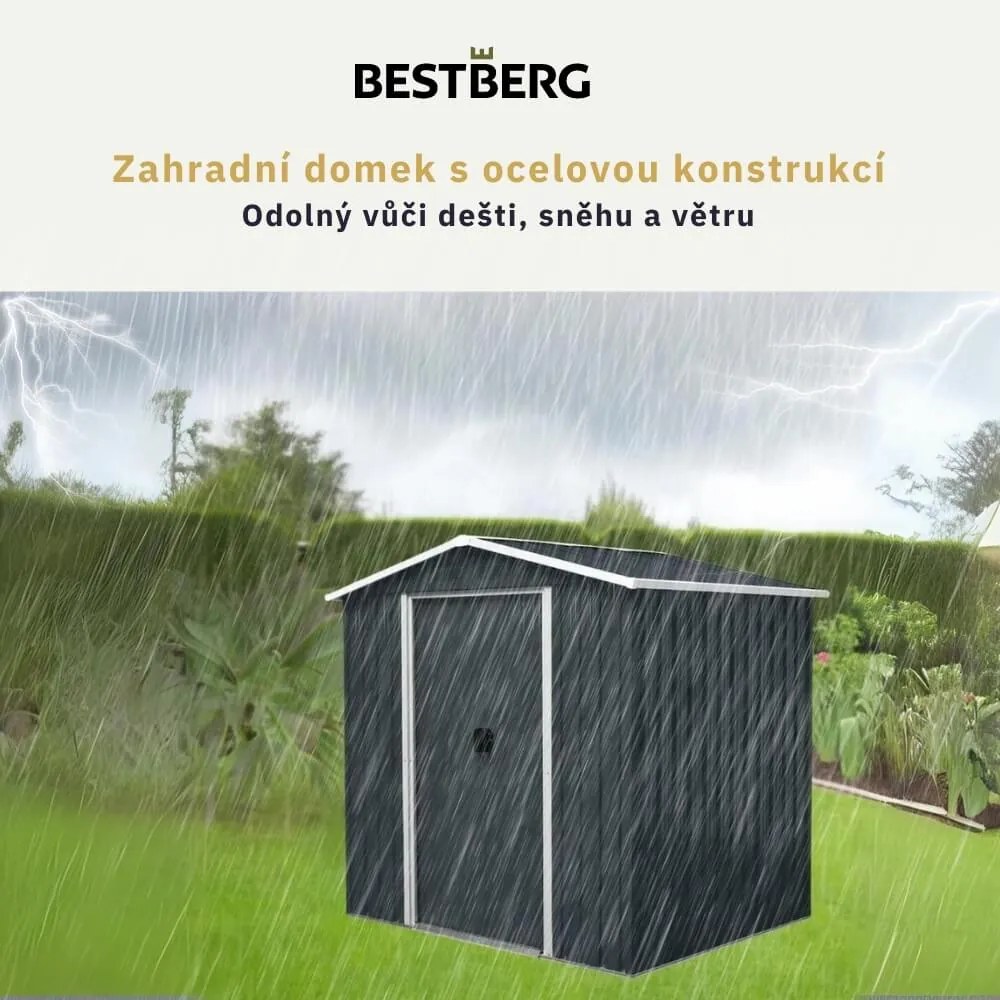 Zahradní domek BestBerg ZDB-2A / 2,5 m² / 194 x 131 x 184 cm / šedá
