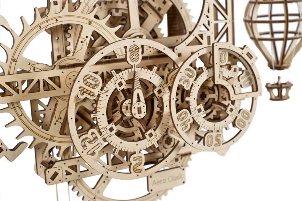 Hračka Ugears 3D dřevěné mechanické puzzle Nástěnné hodiny Aero [6950273]