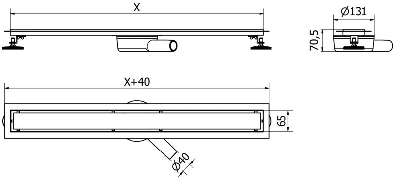 Mexen Flat 360° M22 lineární odtok rotační 60 cm, Chromovaná - 1029060-40