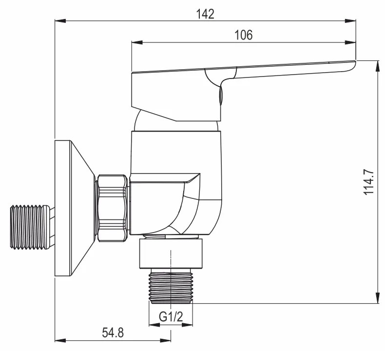 Mereo Mereo, Sprchová nástěnná baterie, Zuna, bez příslušenství, chrom, CB601A03Z