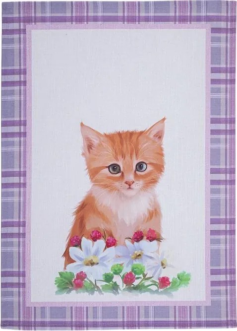 Kuchyňské utěrky KOŤÁTKA V KVĚTECH 50 x 70 cm 2 ks