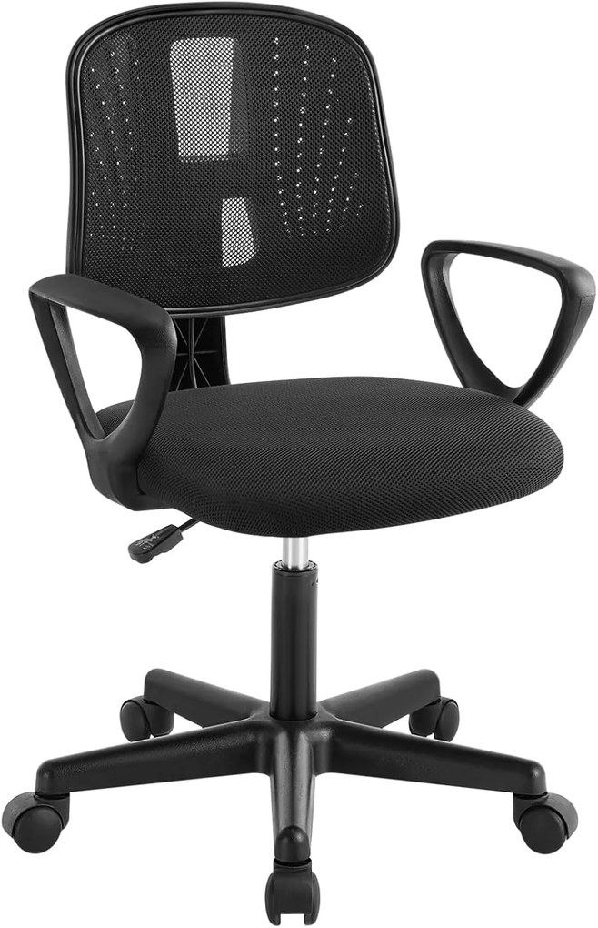 WOLTU Dětská otočná židle s područkami – ergonomická kancelářská židle, černá