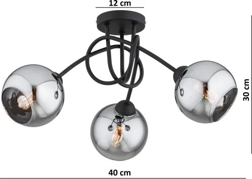 Brilagi - Přisazený lustr DIOR 3xE27/60W/230V černá/kouřová šedá