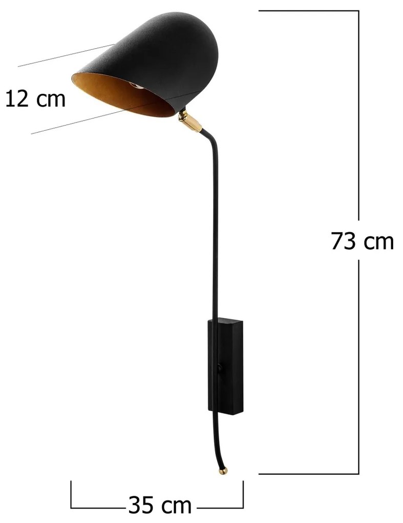 Nástěnná lampa Kesik černá