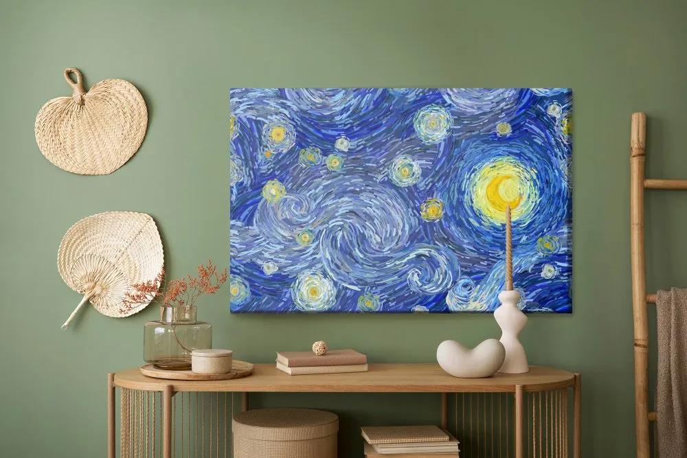 Obraz Hvězdná Noc Ve Stylu Vincenta Van Gogha Nedostatek Nedostatek Přírodní plátno 120x80