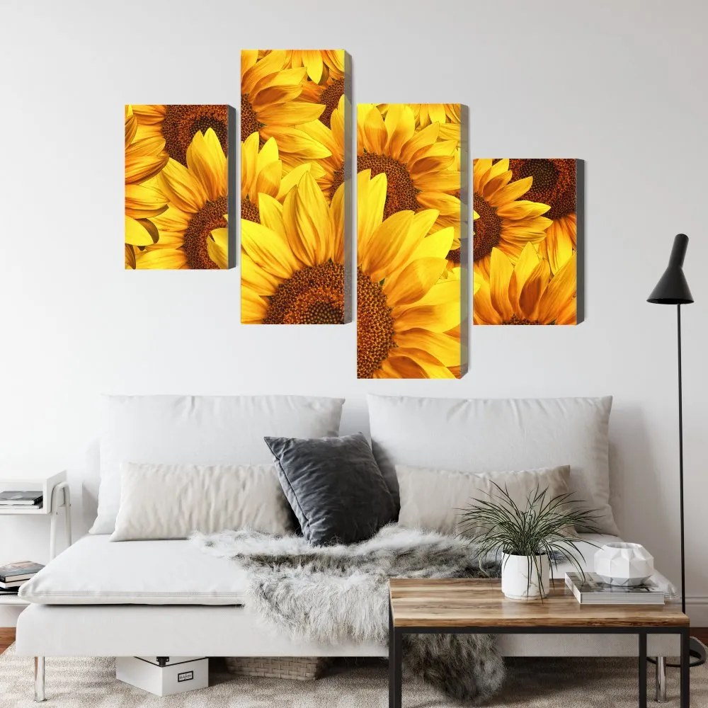 Vícedílný obraz 3D Květy Slunečnice Nedostatek Nedostatek Přírodní plátno 240x150