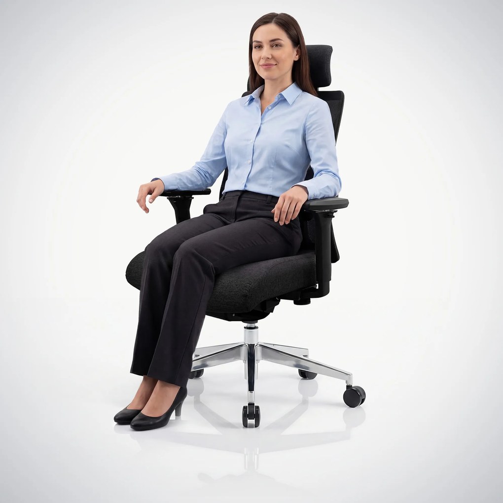 Ergonomická otočná kancelářská židle s síťovaným opěradlem, černá: VECTOR