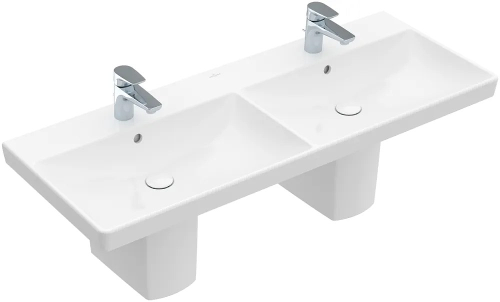 VILLEROY & BOCH Villeroy &amp; Boch AVENTO - Dvojité umyvadlo 1200x470x160 mm, s přepadem, bílá Alpin CeramicPlus 4A23CK01