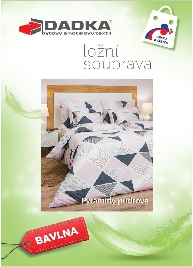 Bavlněné povlečení Pyramidy pudrové 140x200, 70x90 cm