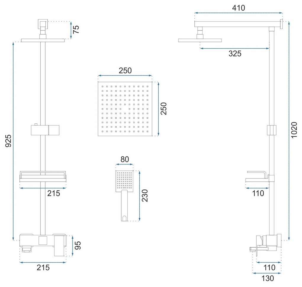 Rea Jack, sprchová souprava s pákovou baterií a nerezovou hlavovou sprchou, zlatá matná, REA-P7050