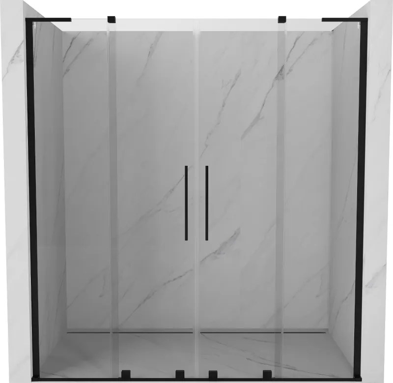 Mexen Velar L Duo, posuvné sprchové dveře do otvoru 200 cm, 8mm čiré sklo, černá matná, 871-200-003-02-70