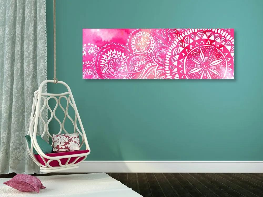 Obraz Mandala růžový akvarel Varianta: 120x40