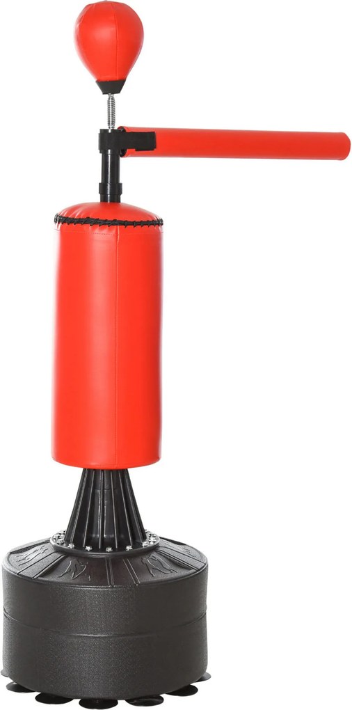 HOMCOM 3-dílná sada boxovacího pytle se stojanem, pumpou a rukavicemi 88 x 48 x 155-205 cm černá červená pro efektivní trénink boxu | Aosom.de