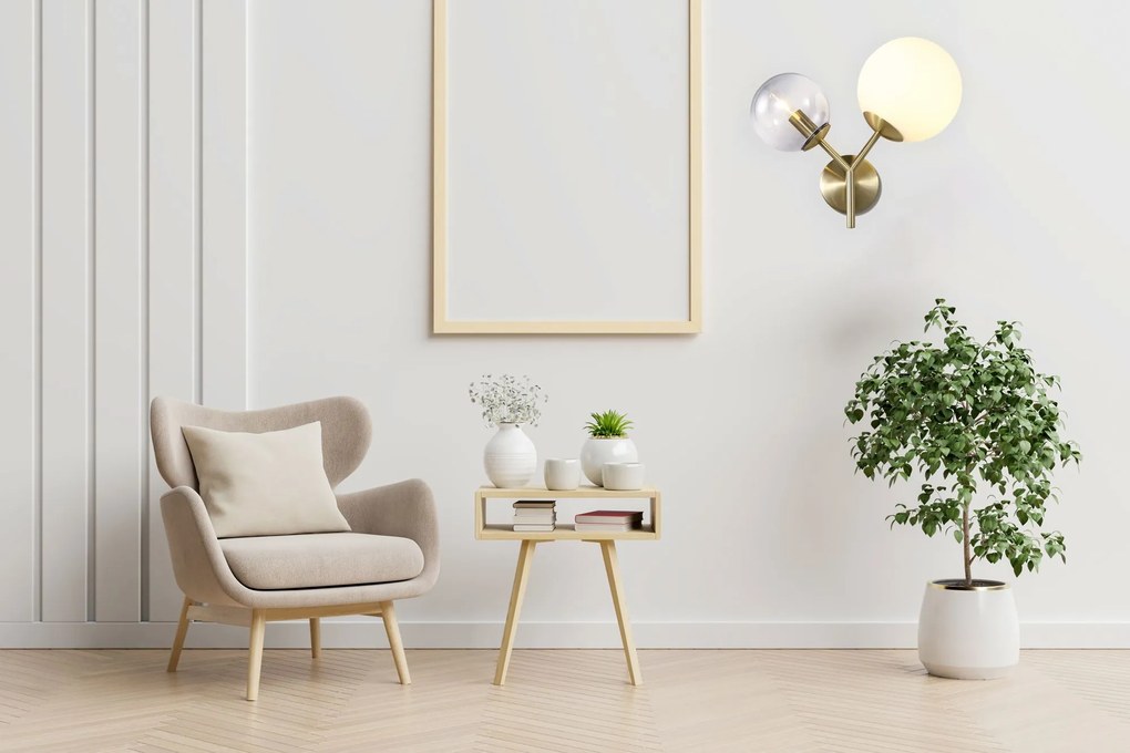 Toolight - nástěnná skleněná lampa E27 60W APP1012-2W, zlatá, OSW-09481