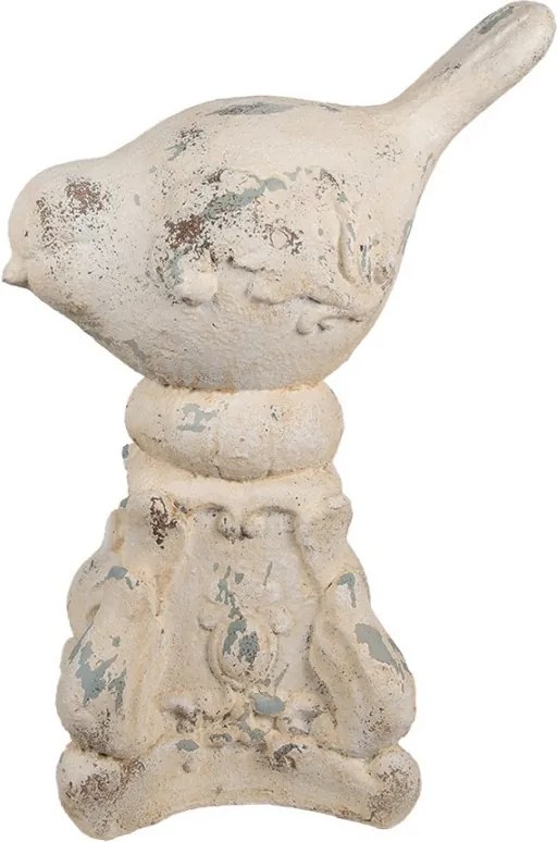 Béžová antik dekorace ptáček na podstavci Baroque - 33*21*47 cm