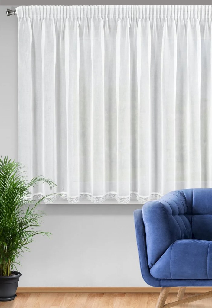 KRÁTKÁ ZÁCLONA NA PÁSCE SUZAN 350X150 CM BÍLÁ