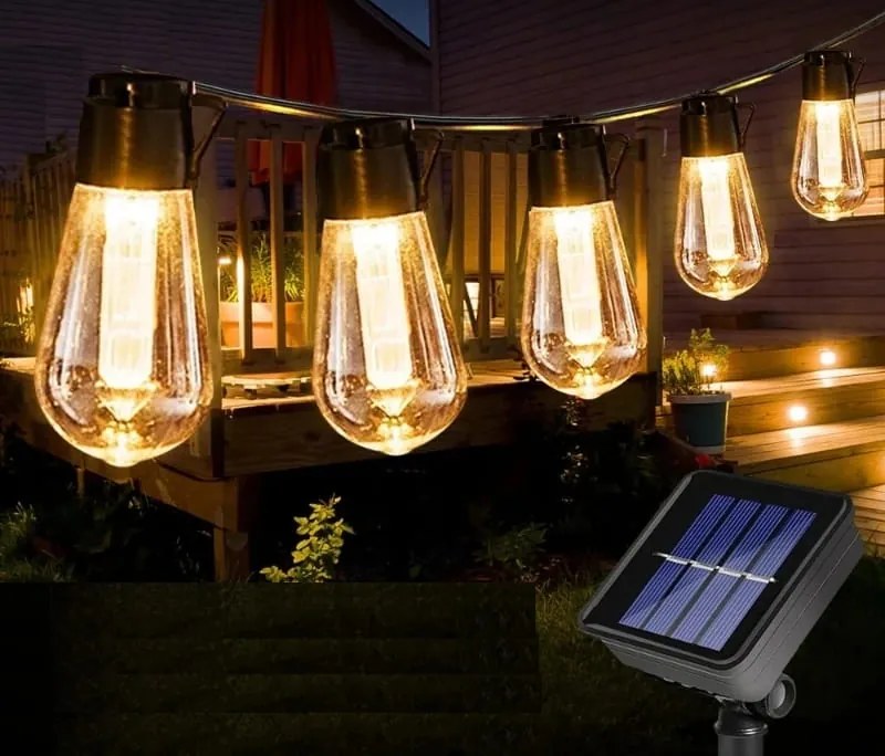 BERGE Zahradní solární girlanda 20 LED 5 metrů Solární žárovky na balkon