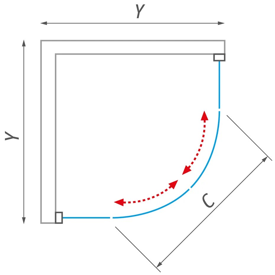 Roth Proxima Line čtvrtkruhový sprchový kout 100 x 100 x 200 cm 532-100R55N-00-02 brillant / transparent