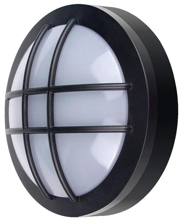 Solight LED venkovní osvětlení kulaté s mřížkou, 20W, 1500lm, 4000K, IP65, 23cm, černá WO754