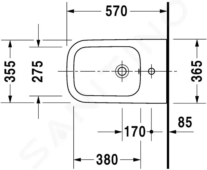 DURAVIT - Happy D.2 Stojící bidet, bílá (2267100000)