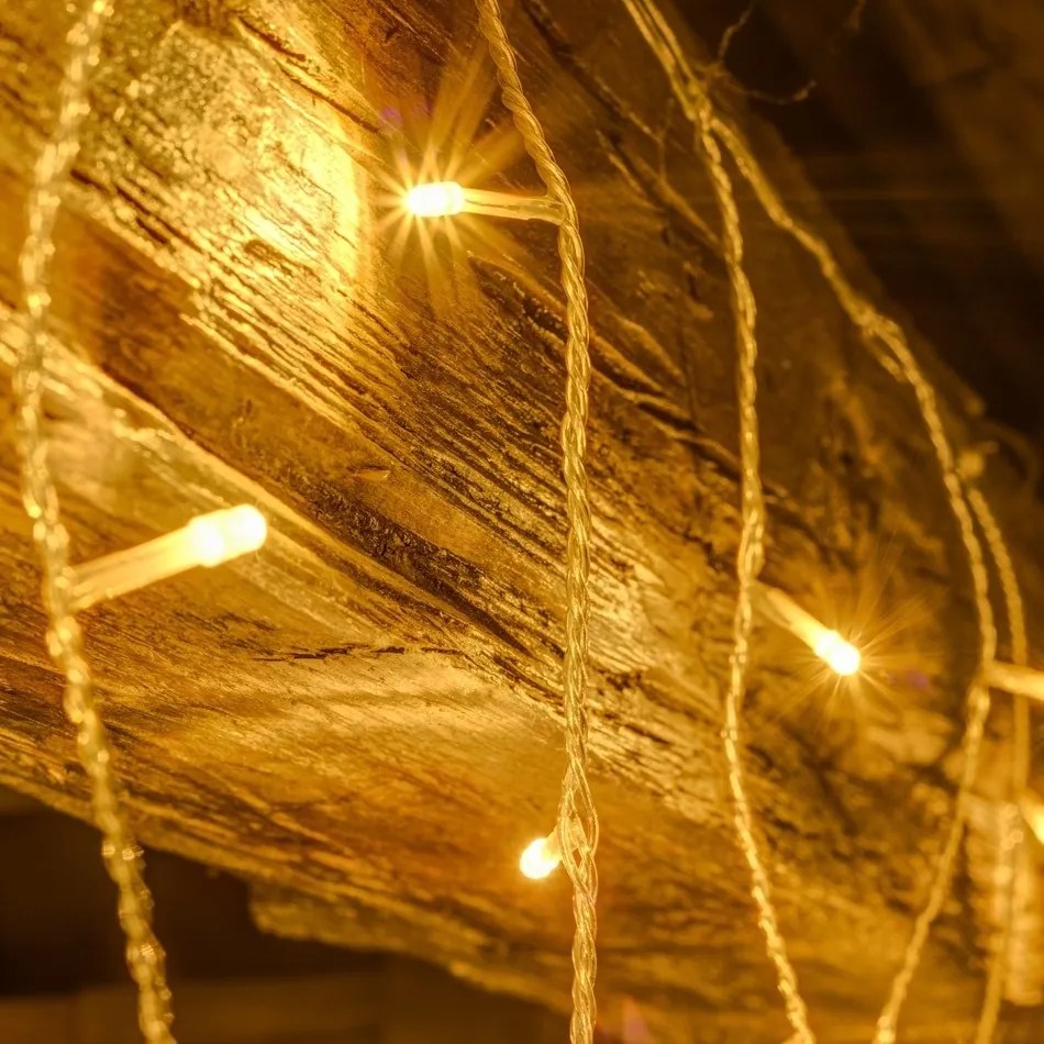 Hobby Line LED světelný závěs do okna, 200 × 100 cm, teple bílá, 100 diod, čirý kabel, IP20 do interiéru, prodlužovací