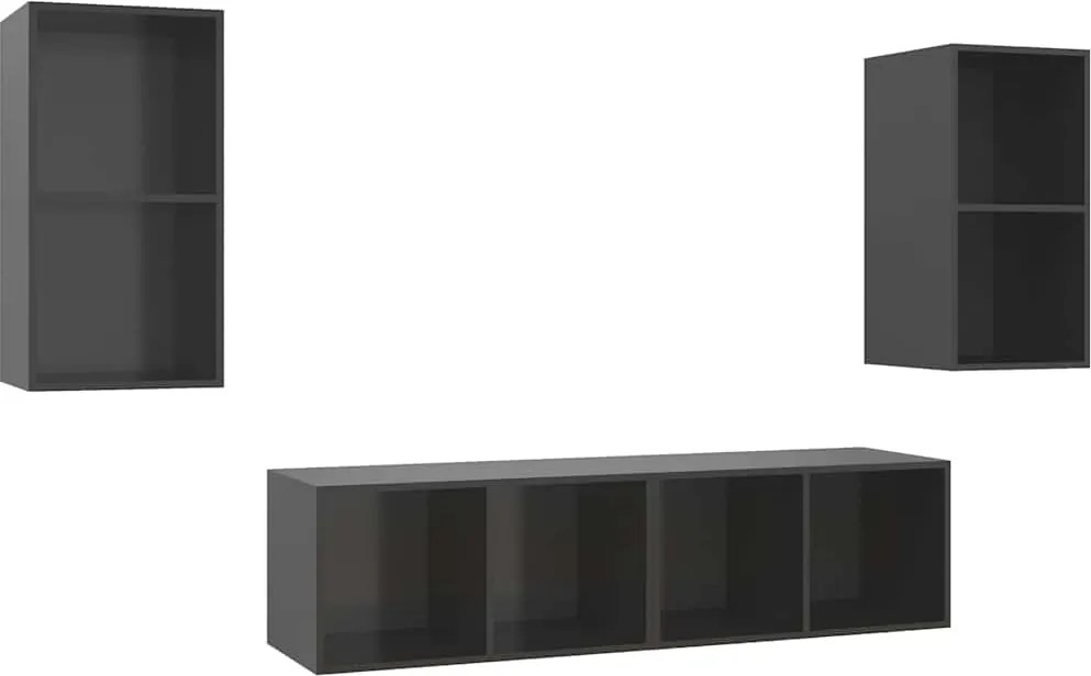 Nástěnné TV skříňky 4 ks šedé s vysokým leskem kompozitní dřevo 3079879